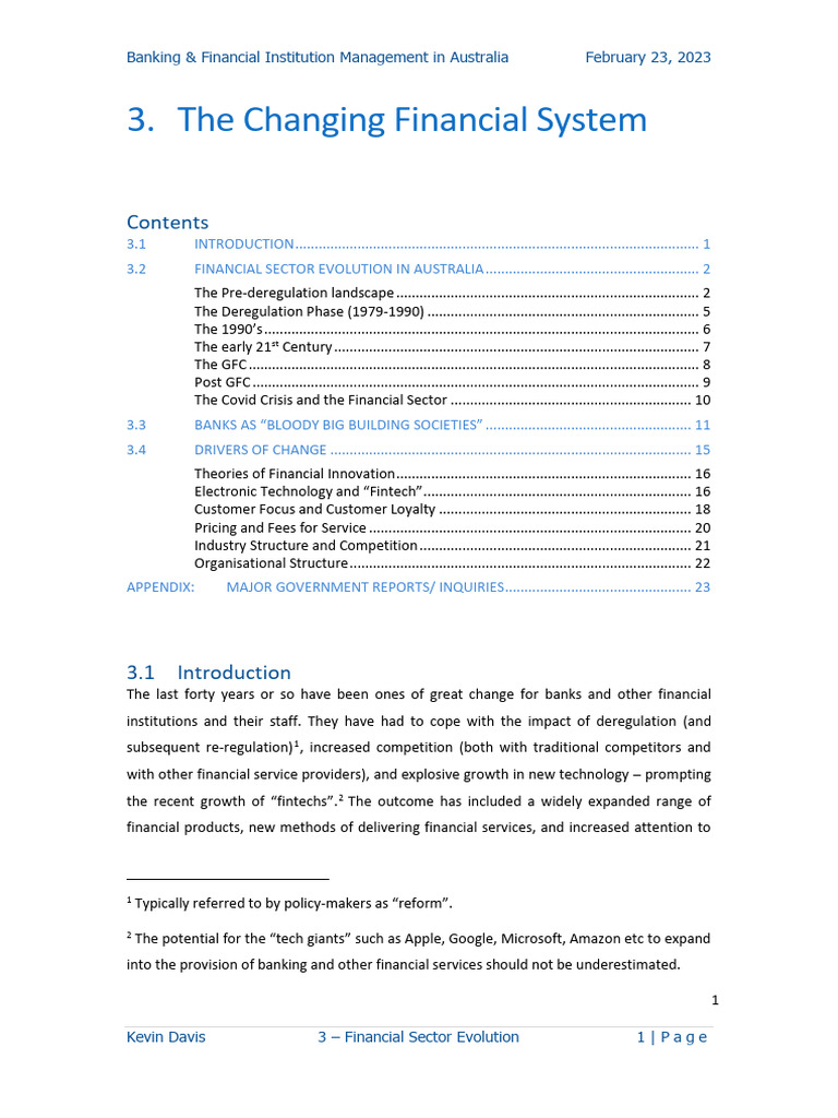 Davis 3 - The Changing Financial System | PDF | Banks | Mortgages