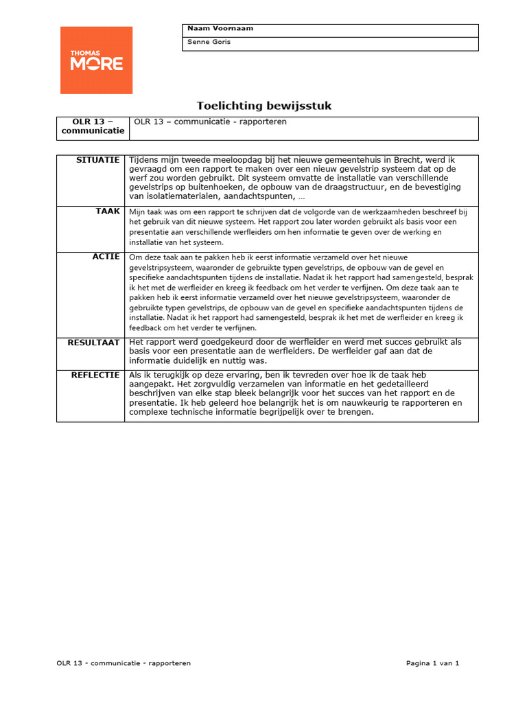 Olr 13 - Communicatie - Rapporteren | PDF
