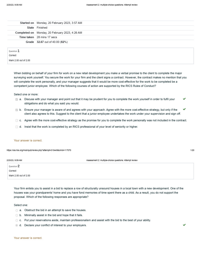 Assessment 2 - Multiple-Choice Questions - Attempt Review 5 | PDF | Conflict Of Interest ...
