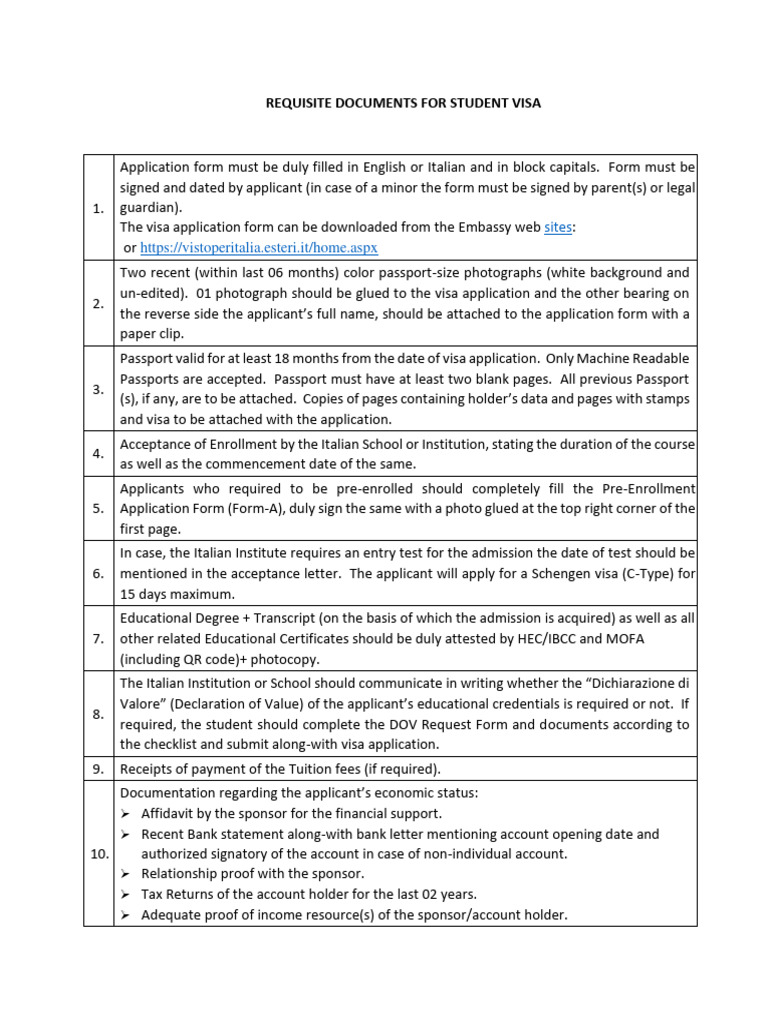Checklist Study Visa | PDF | Travel Visa | Passport