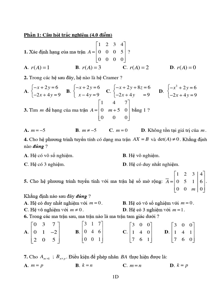 De Thi Mau MTH 102 | PDF