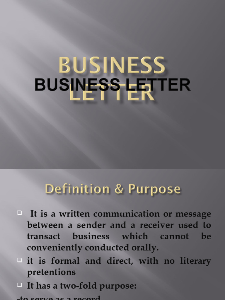 Business Letter Ppt | Download Free PDF | Résumé