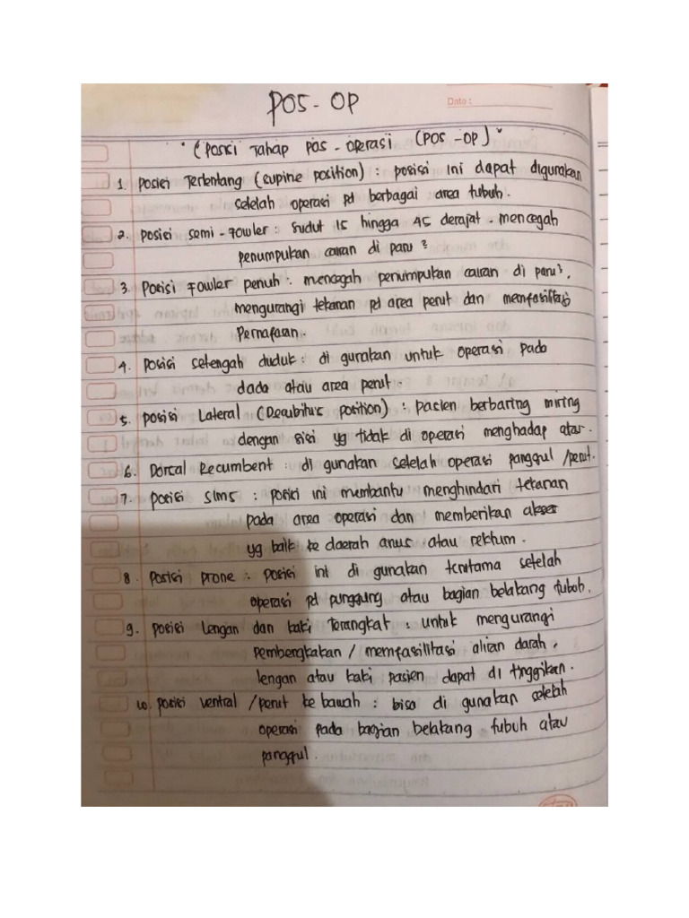 Posisi Post OP | PDF