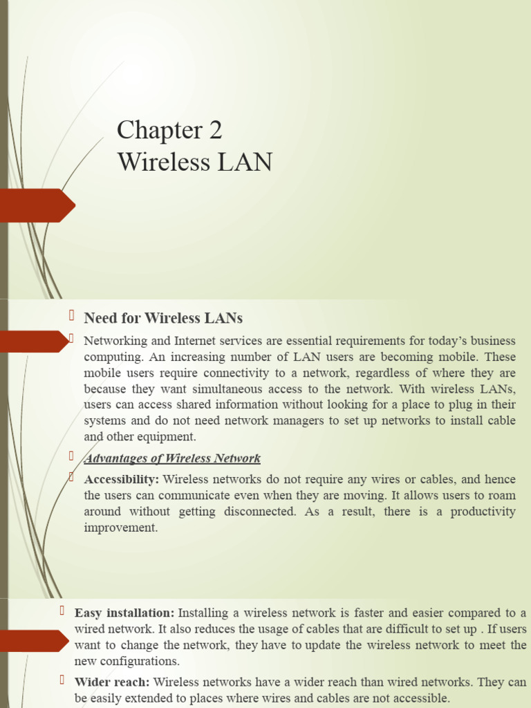 CH 2. Wireless LAN | PDF | Computer Network | Bluetooth