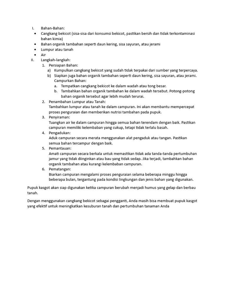 Pembuatan Kasgot | PDF