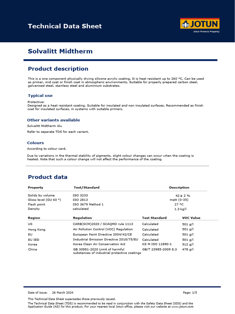 TDS 1493 Solvalitt Midtherm Euk GB | PDF | Abrasive | Paint