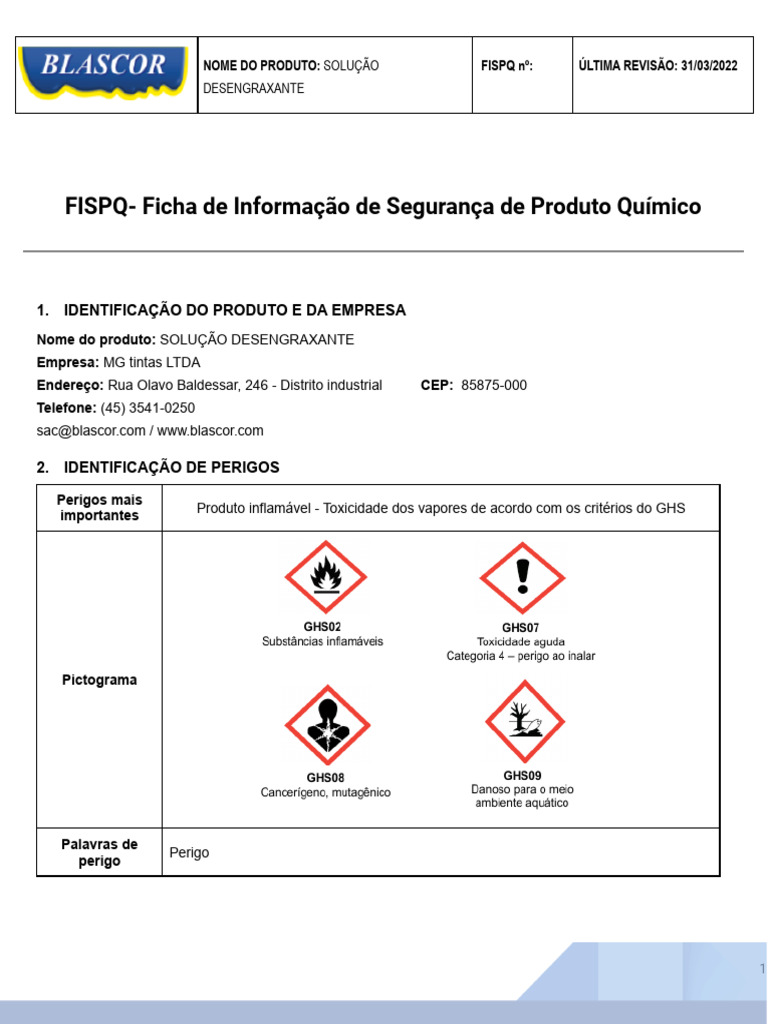 fispq-solucao-desengraxantedocx-1 | Download grátis PDF | Águas ...