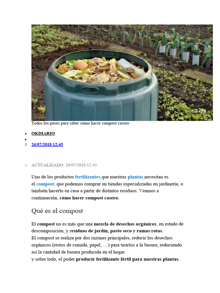 Todos Los Pasos para Saber Cómo Hacer Compost Casero | Descargar gratis ...