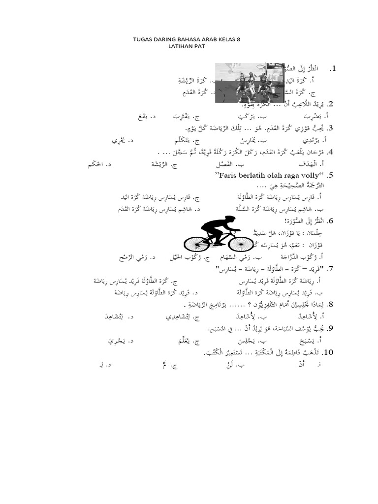 Tugas Daring Bahasa Arab Kelas 8 | PDF