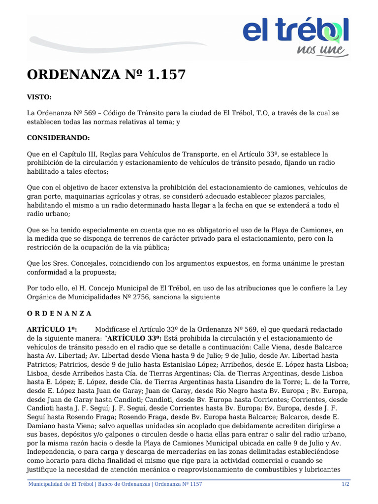 Ordenanza 1157 | PDF
