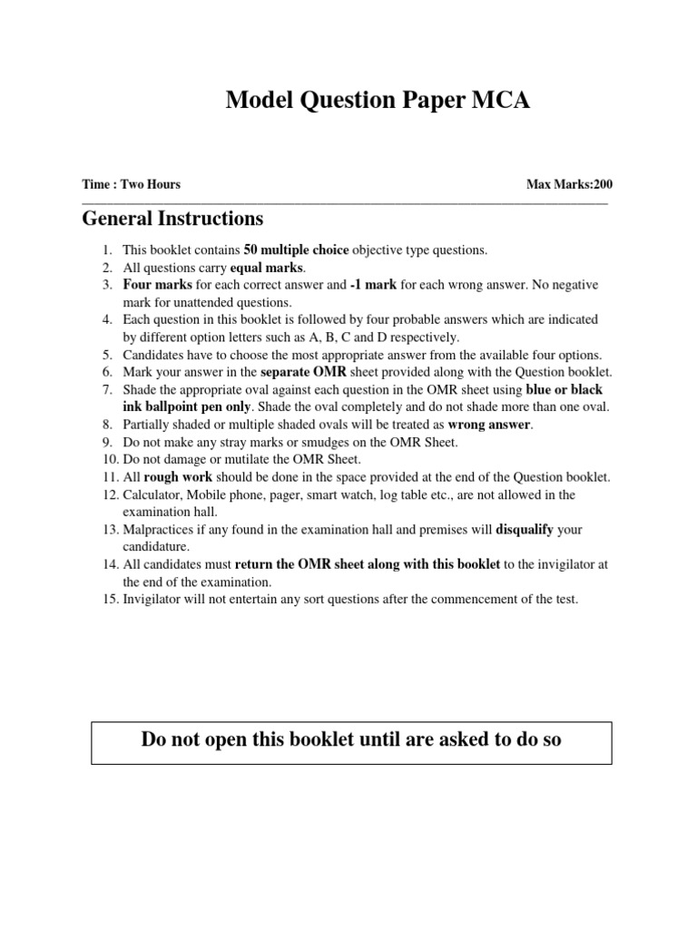 MCA Model Question Paper | Download Free PDF | Mathematics
