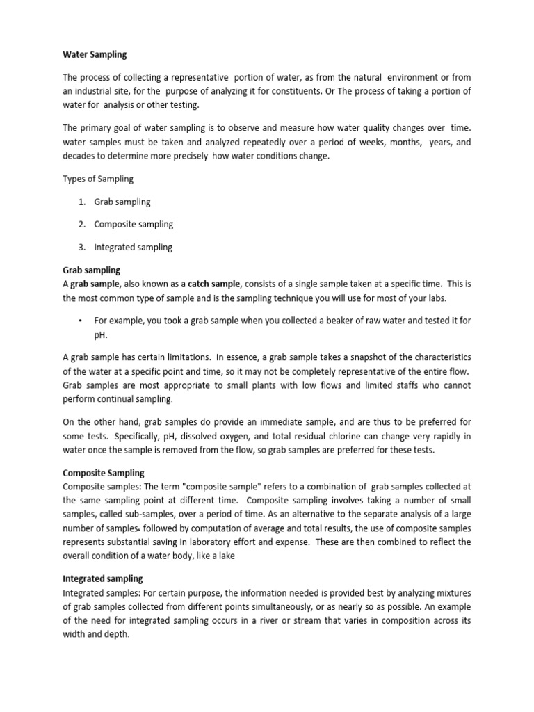Sampling | PDF | Sampling (Statistics) | Water Sampling | PDF | Sampling (Statistics) | Water