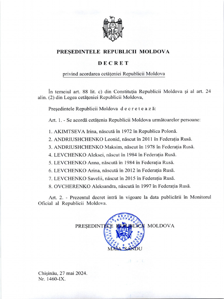 Decret: Republicii Moldova | PDF