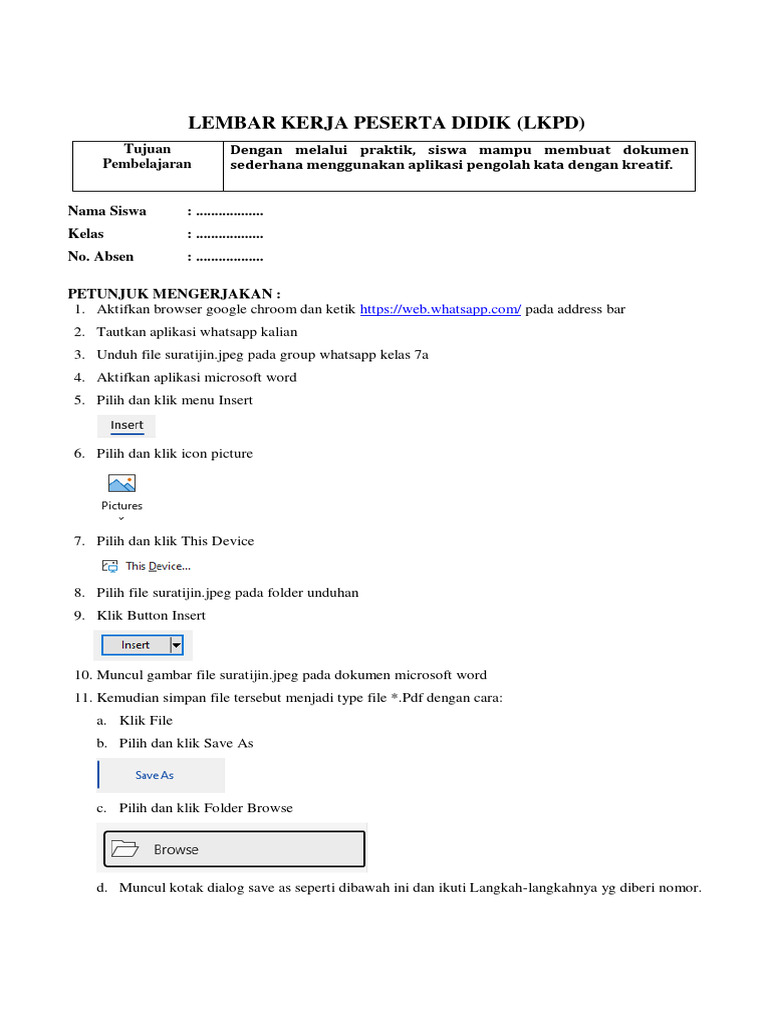 Panduan LKPD Microsoft Word Siswa | PDF