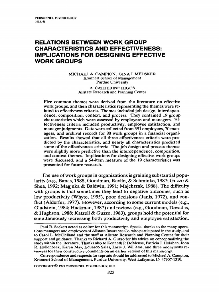 Campion Et Al. - 1993 - RELATIONS BETWEEN WORK GROUP CHARACTERISTICS ...