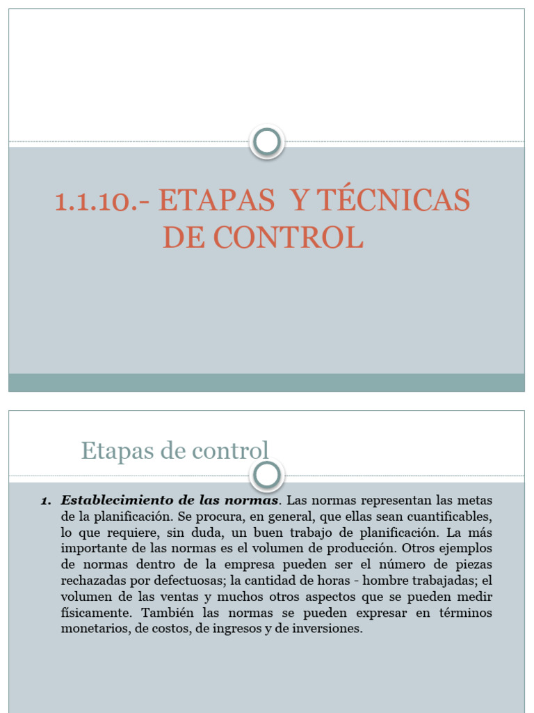 Etapas y Técnicas de Control | PDF | Evaluación | Medición
