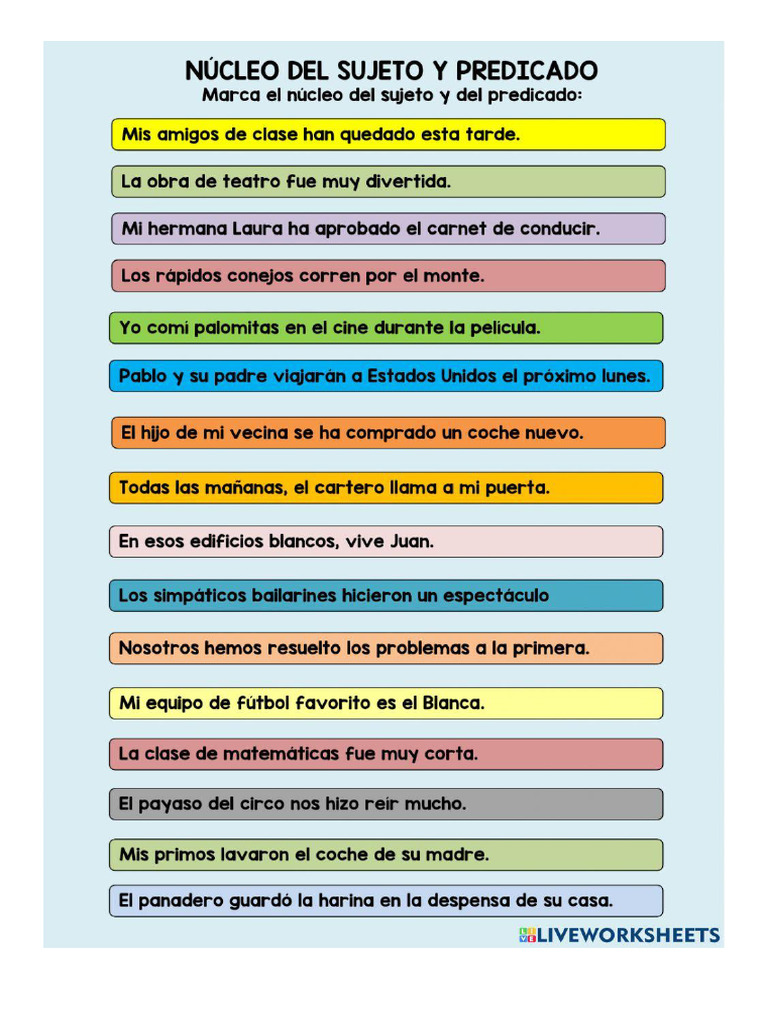 Sujetot y Predicado | PDF
