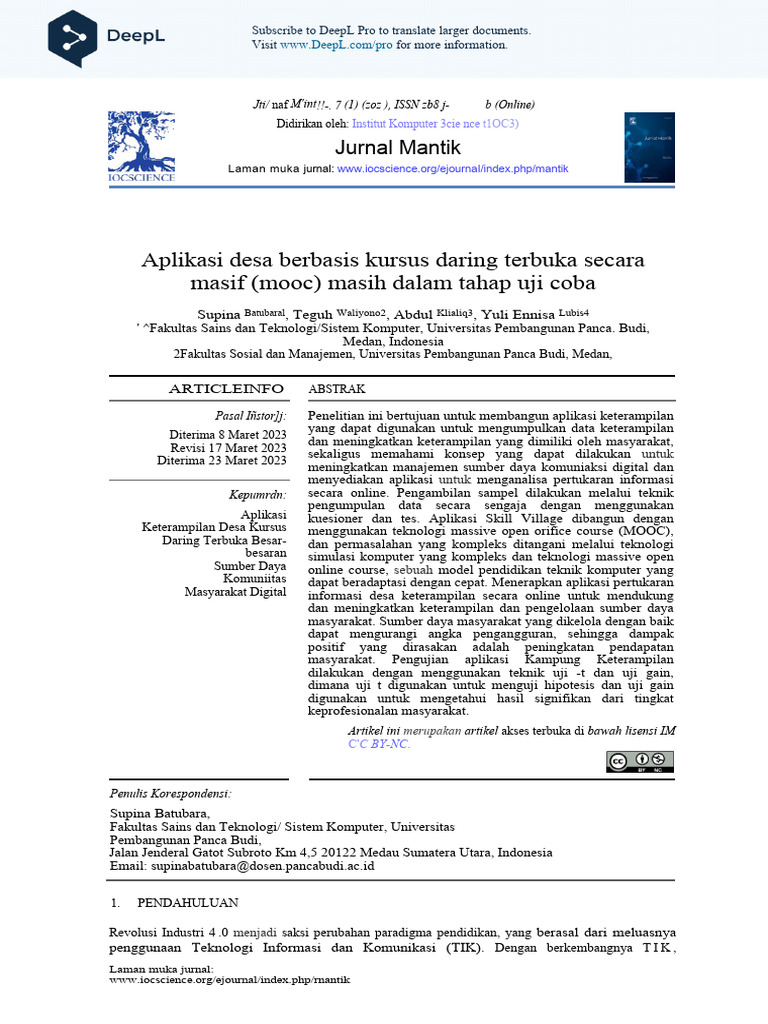 Aplikasi MOOC untuk Keterampilan Desa | PDF