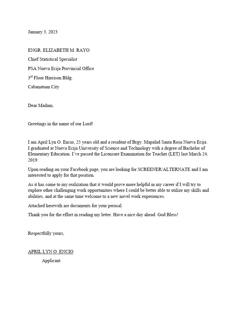 Application Letter | PDF