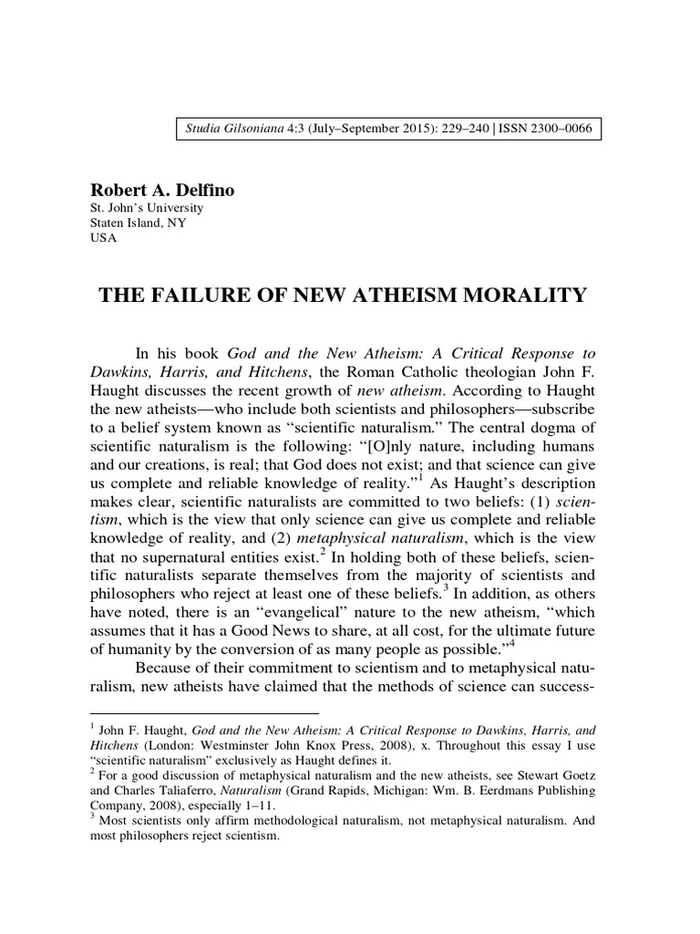 The Failure of New Atheism Morality | PDF | Free Will | Naturalism ...