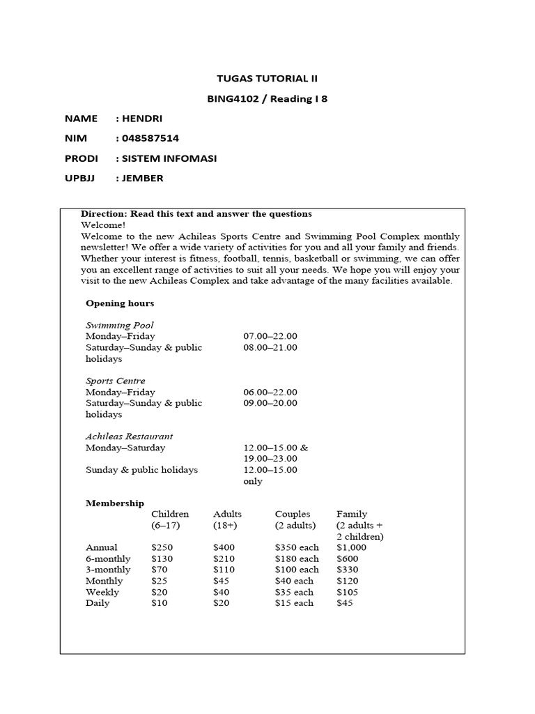 Tugas Tutorial II Basic Reading | PDF | Physical Fitness | Strength Training