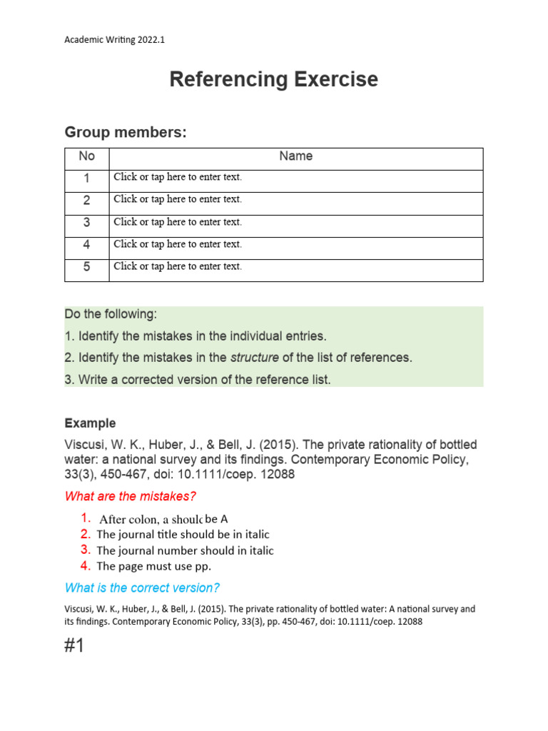 Group Work - Referencing exercise | PDF