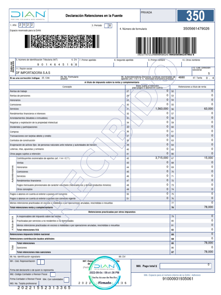 350 Agosto Importadora DF | PDF | Impuestos | Economias
