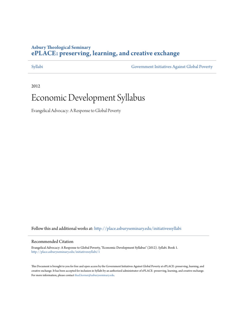 Economic Development Syllabus | Download Free PDF | Economics ...