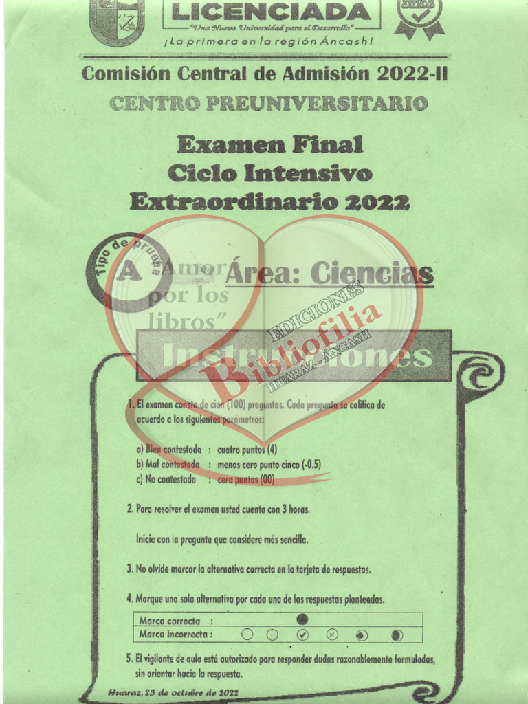 CPU 2022-II Final A - Ciencias | PDF