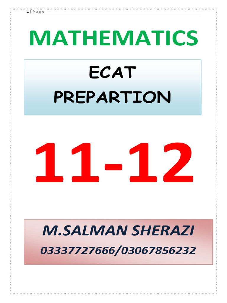 Ecat Mathematics-1 074659 | PDF | Numbers | Factorization