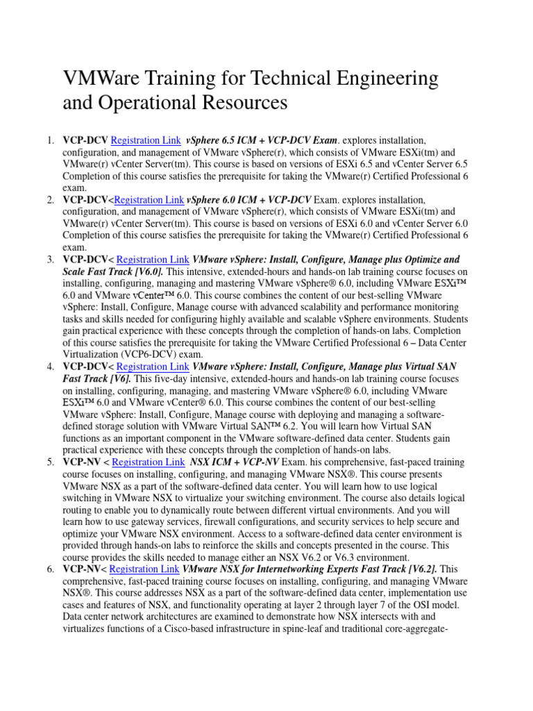 VMWare Training For Technical Engineering and Operational Resources ...