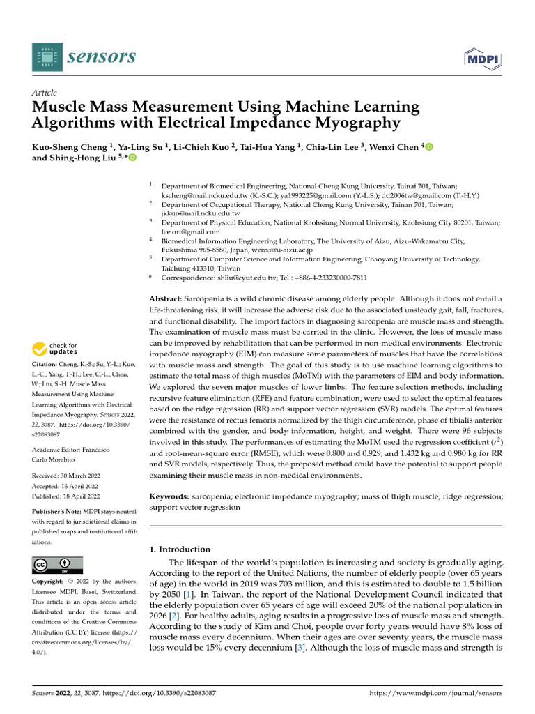 Mascle Mass Measurement Using ML With MEG | PDF | Electromyography | Knee