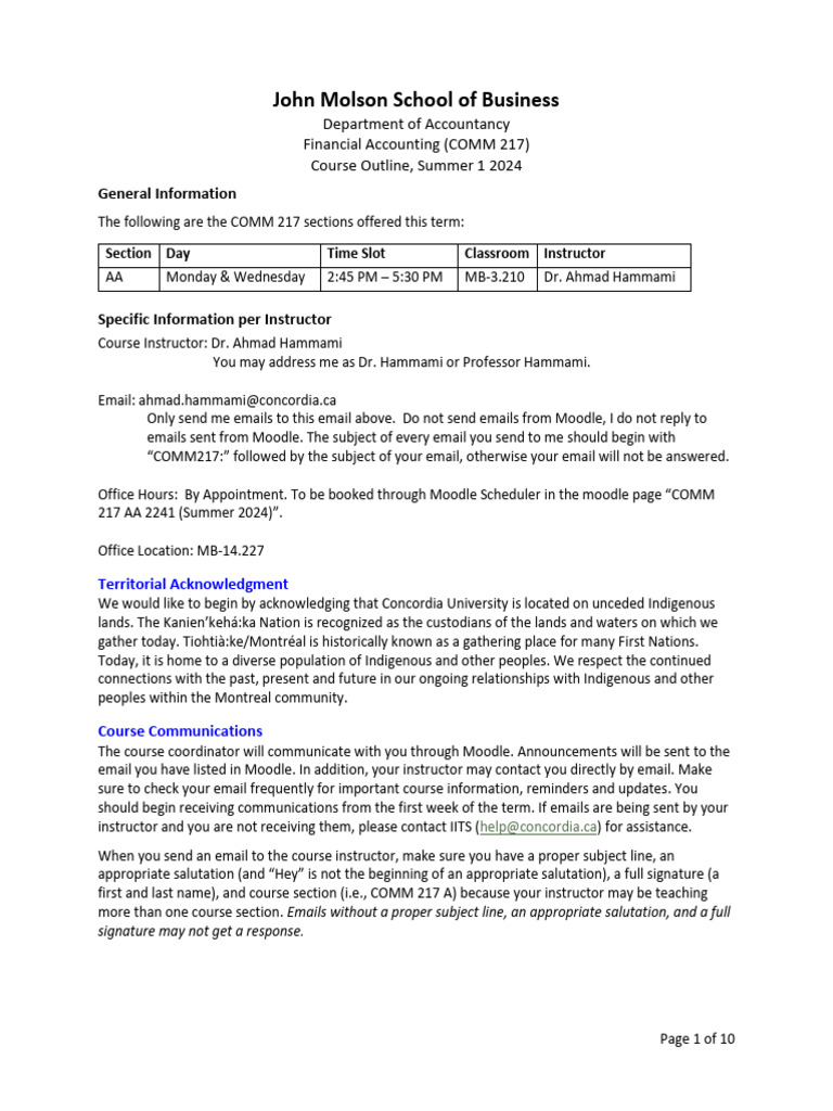 Financial Accounting Course Outline 2024 | PDF | Simulation | Taxes