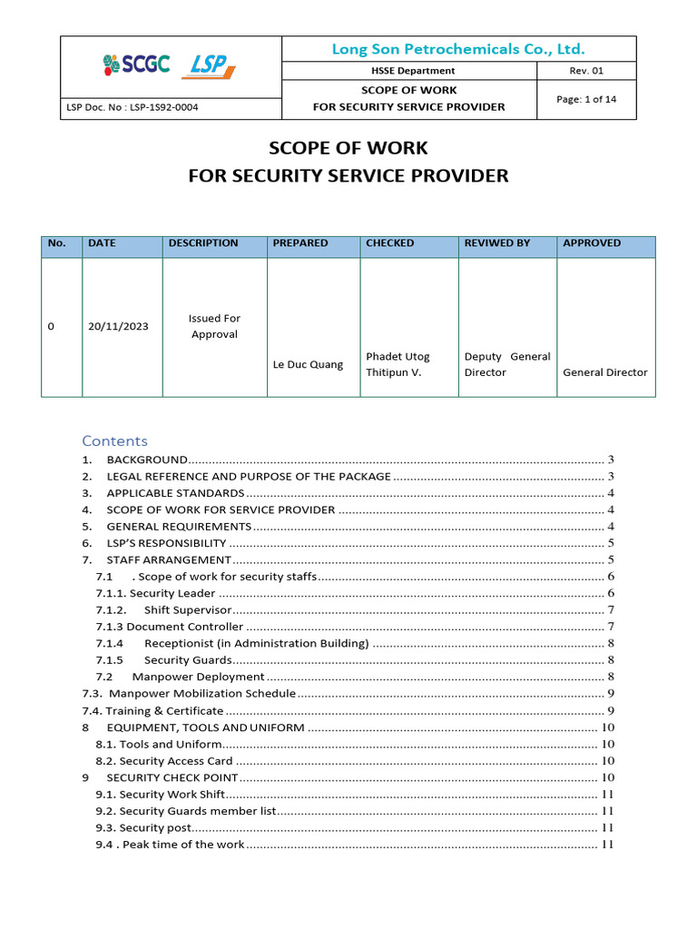 Part II - SOW For Security Service Package For Operation Phase - Final ...