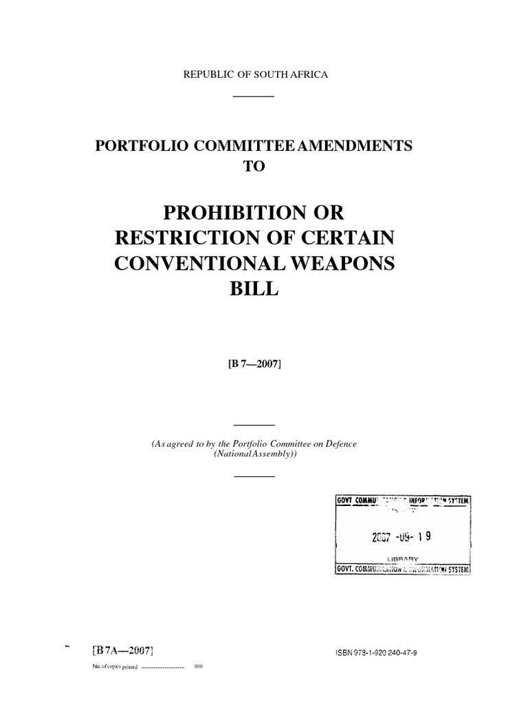 Amendments To The Prohibition or Restriction of Certain Conventional ...