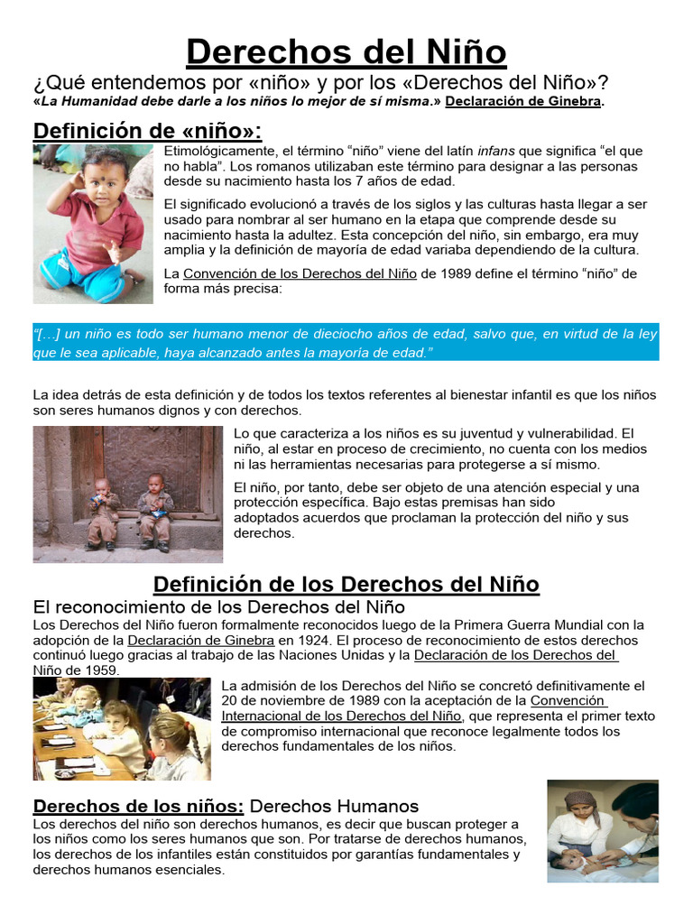 Derechos del Niño: Definición y Protección | PDF | Derechos de los ...
