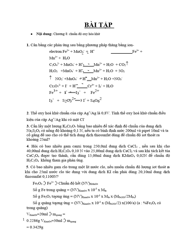 Bài tập Chương OXH khu | PDF