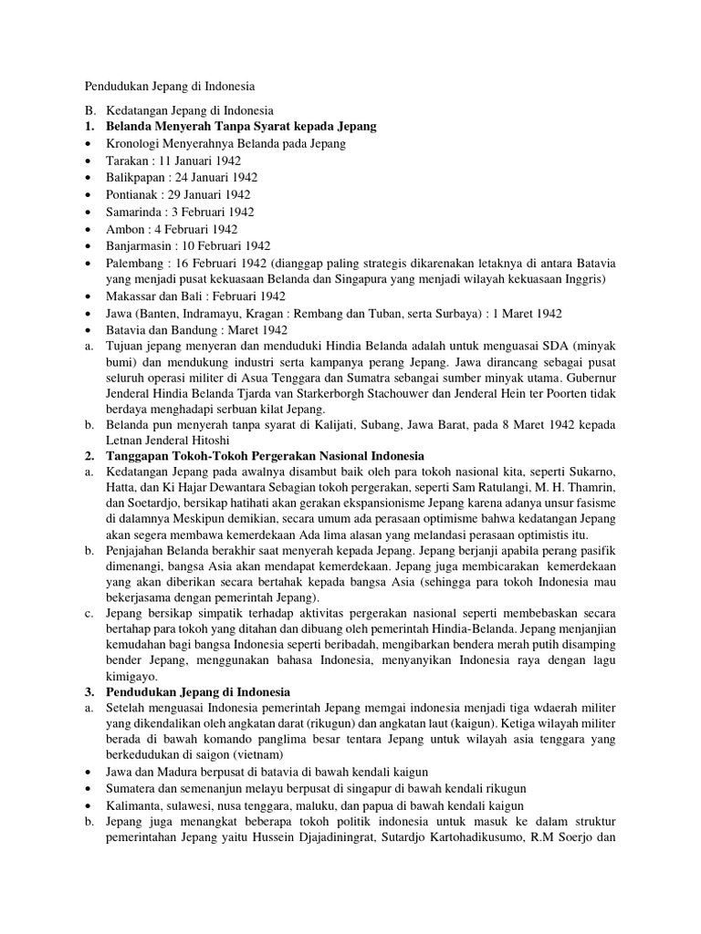 Kedudukan Dan Dampak Pendudukan Jepang Di Indonesias | PDF