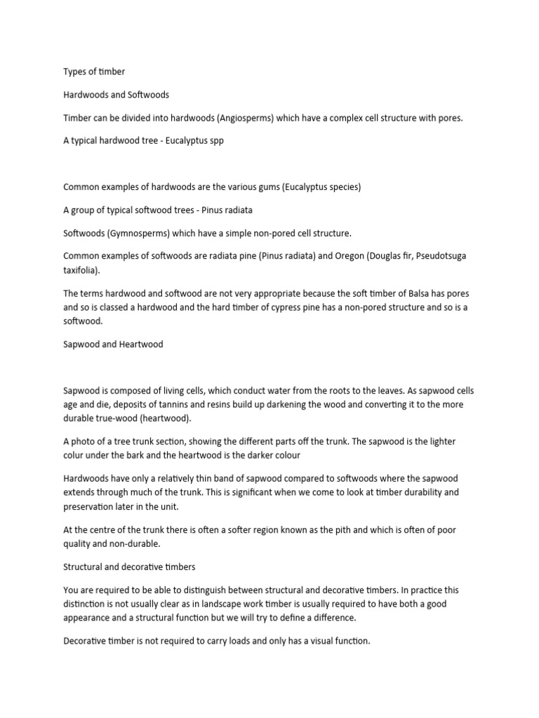 Types of Timber | PDF | Home & Garden | Science & Mathematics