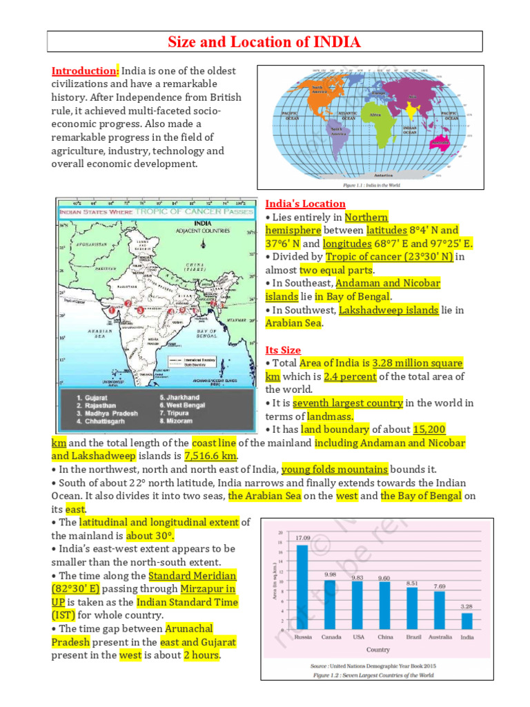 India: Size and Location Overview | PDF | Asia | South Asia