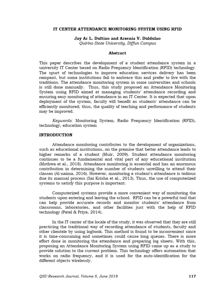 RFID-Based Attendance System | PDF | Radio Frequency Identification ...