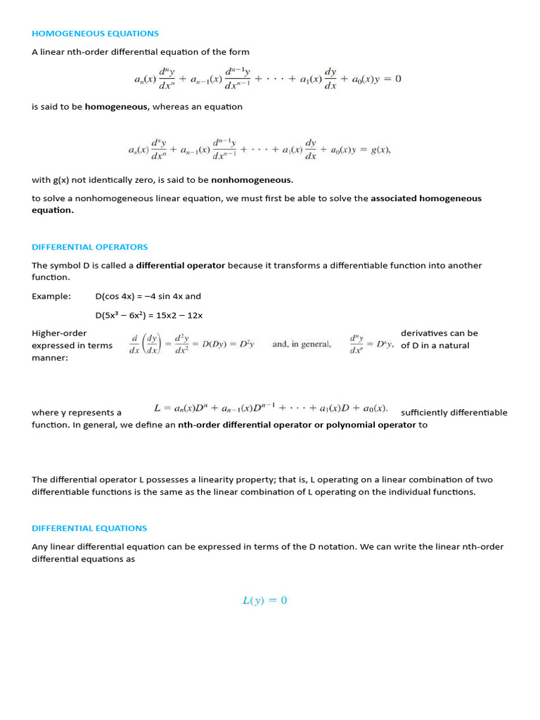 Homogeneous Equations | Download Free PDF | Linearity | Equations