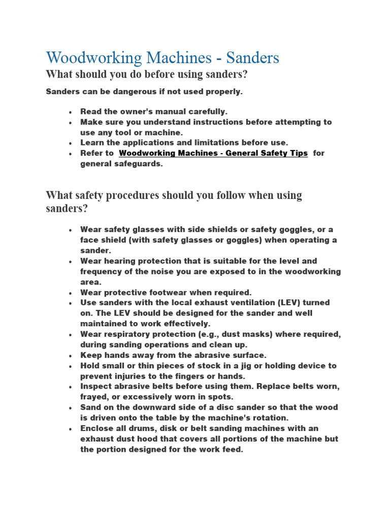 Essential Safety Tips for Sanders | PDF | Belt (Mechanical ...