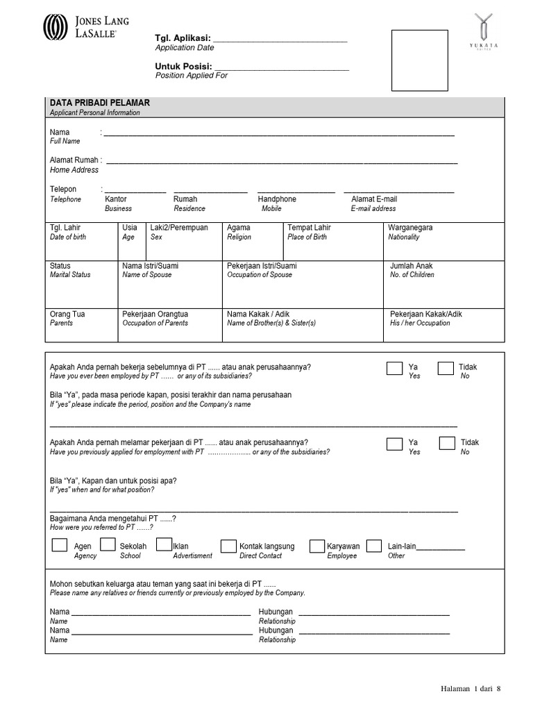 Form Aplikasi Karyawan Baru | PDF | Pengembangan Diri