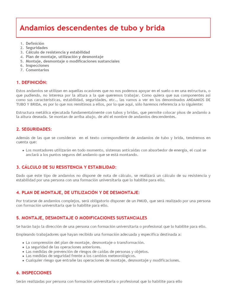 Andamio Descendente Tubo y Brida | PDF | Andamio