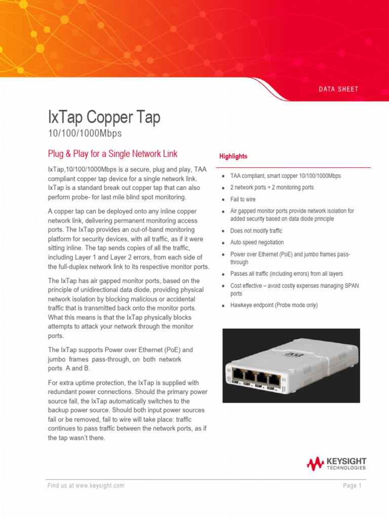 IxTap Copper Tap | PDF | Computer Network | Telecommunications