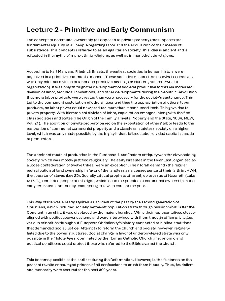 2 Primitive and Early Communism | PDF | Communism | Egalitarianism