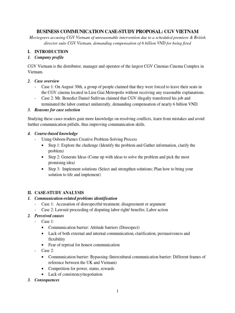 BUSINESS COMMUNICATION CASE STUDY CGV VIETNAM Final | PDF | Communication | Employment