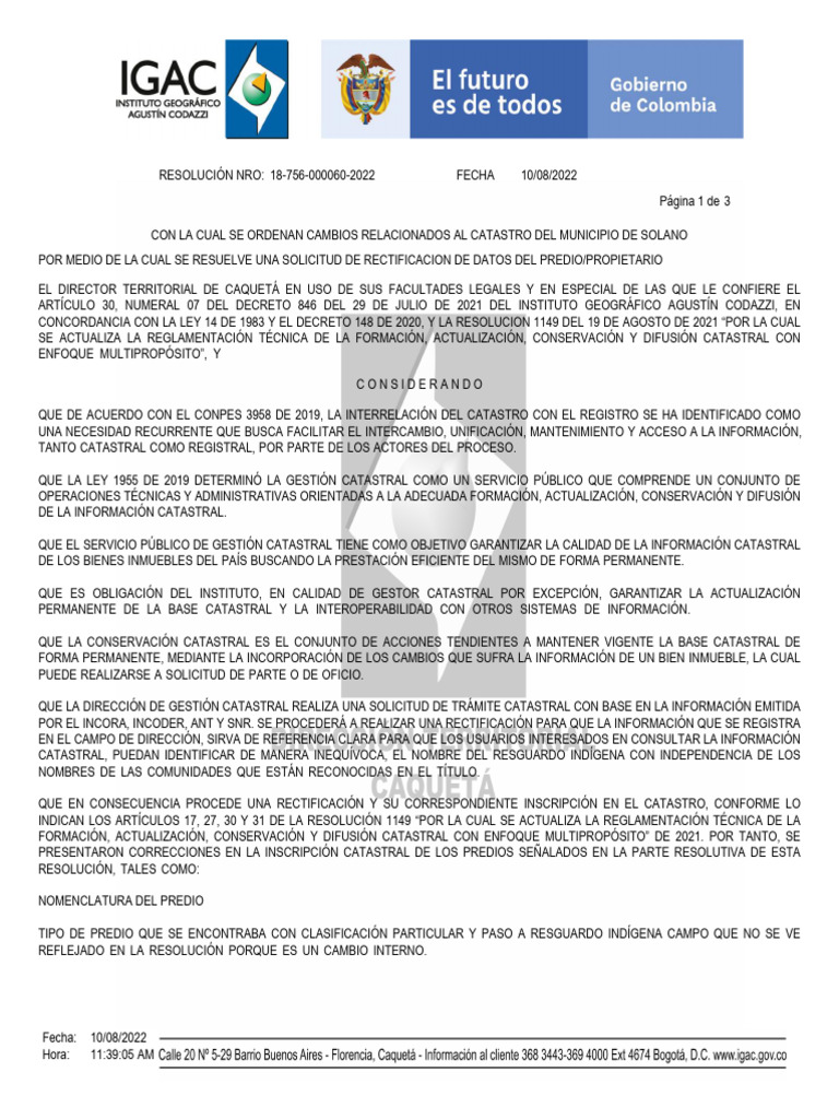 Resolucion Igac P. Zabalo | PDF | Tecnología