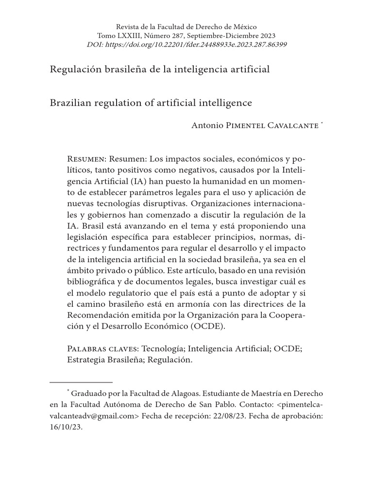 01 Pimentel Calvante Antonio (Regulación Brasileña de La IA) | PDF ... 01 Pimentel Calvante Antonio (Regulación Brasileña de La IA) | PDF ...